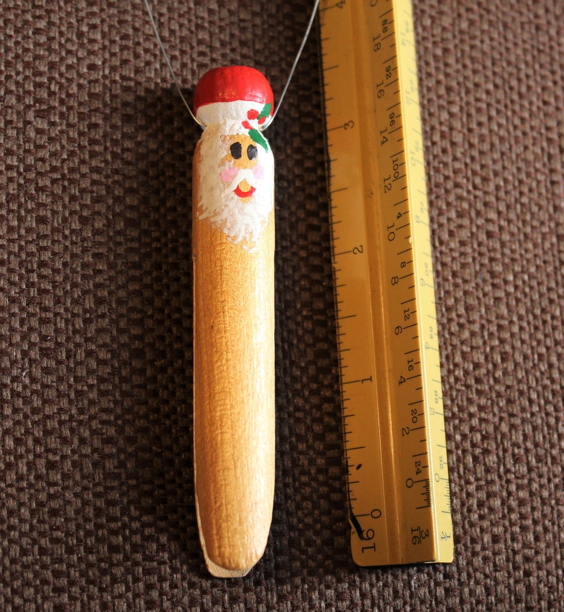 Set of 3, Santa Clothespin Christmas Ornaments, Handpainted Wood ...