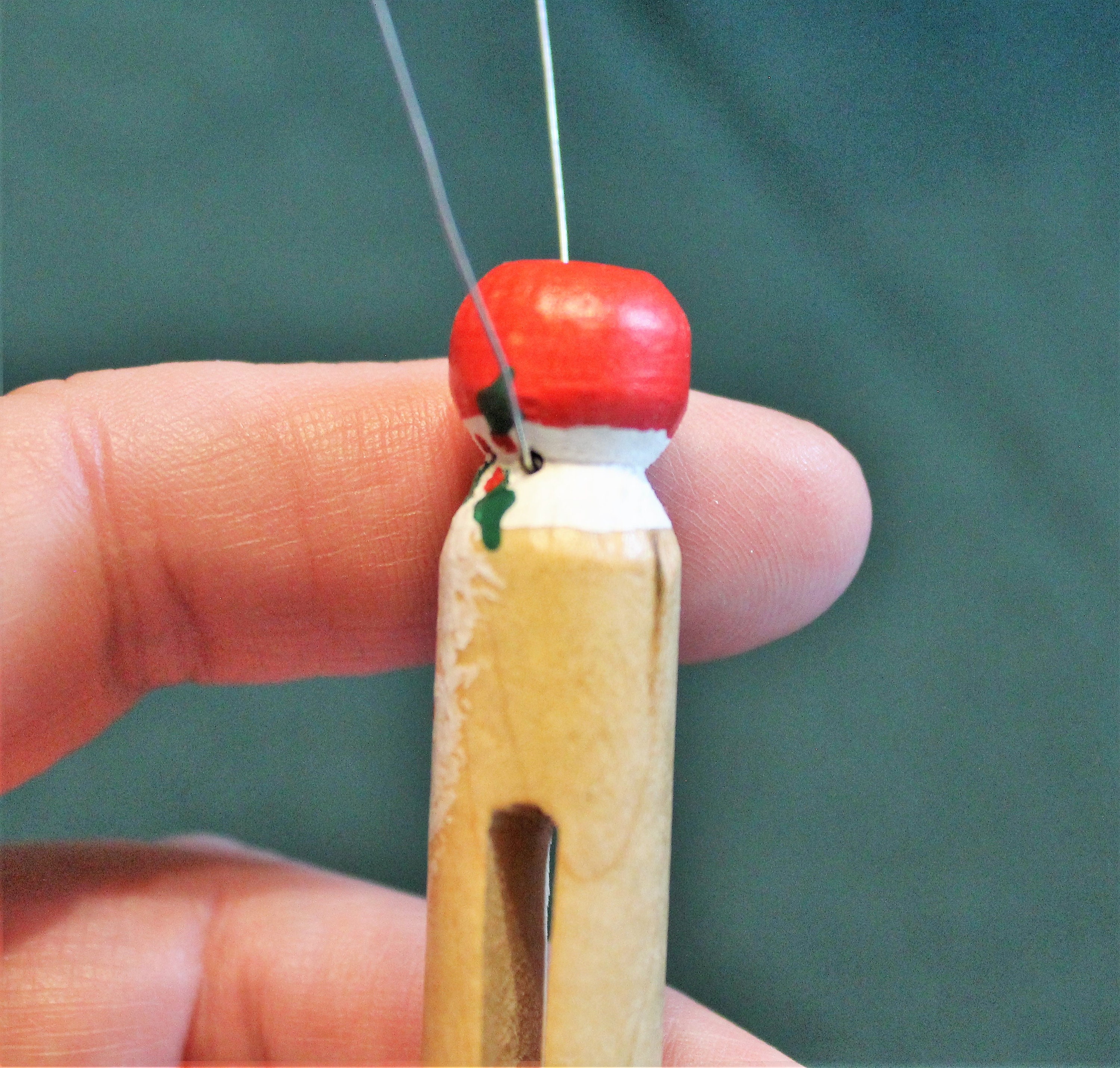 Set of 3, Santa Clothespin Christmas Ornaments, Handpainted Wood ...