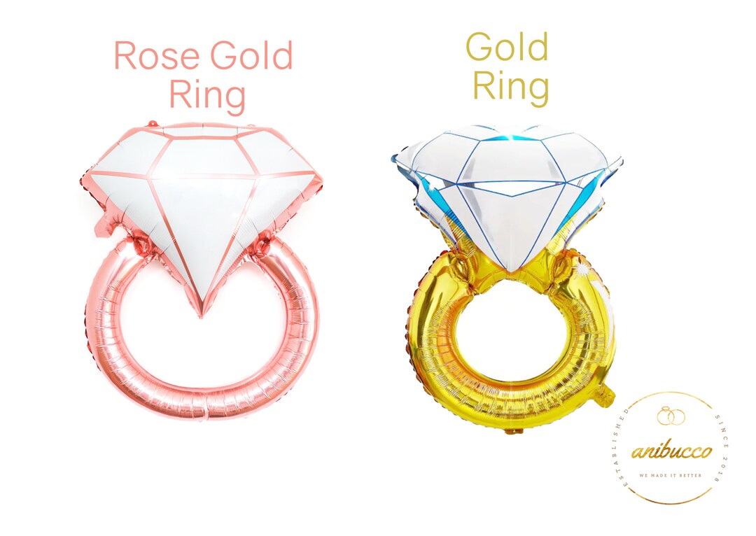 32 Inch Rose or Gold XL DIAMOND RING Flute Champagne Foil Balloon Mylar ...