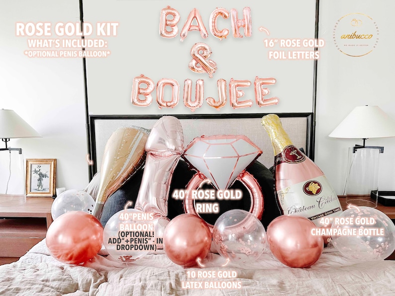 Rose Gold BACH & BOUJEE Foil Bachelorette Party Balloons Set Luxe ...