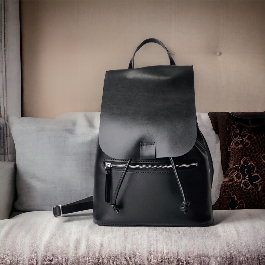 Black Leather Backpack Women Large Backpack Purse Birthday Gift for Her ...
