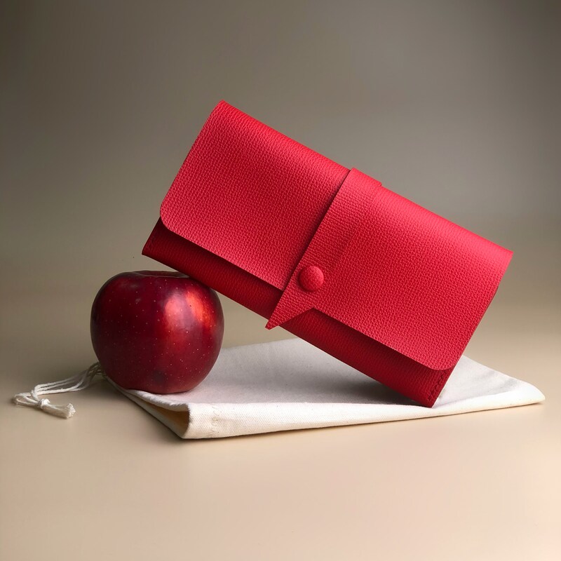 Red Leather Wallet - Etsy