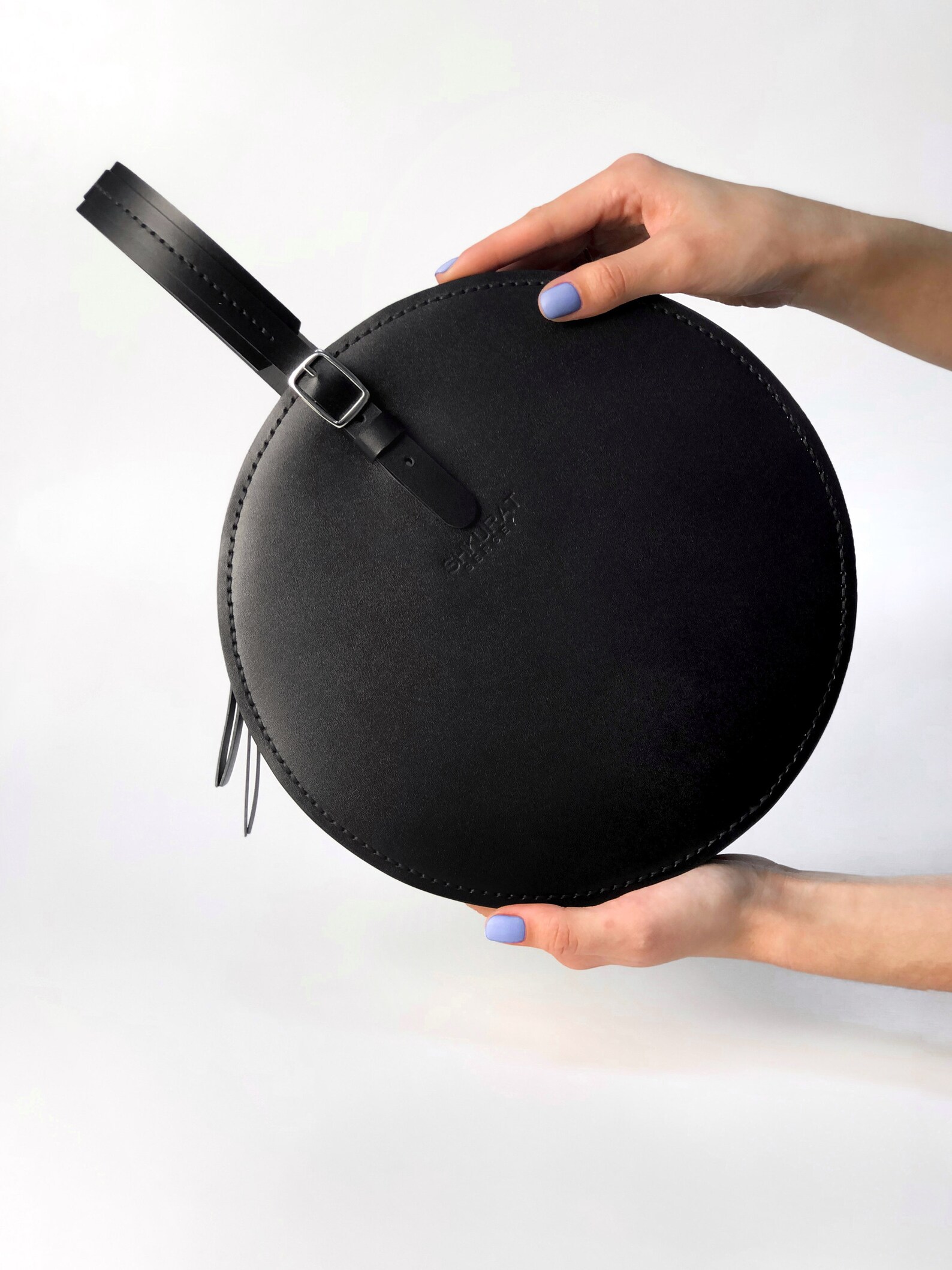 Structured Circle Crossbody Bag. Black Leather Round Bag | Etsy