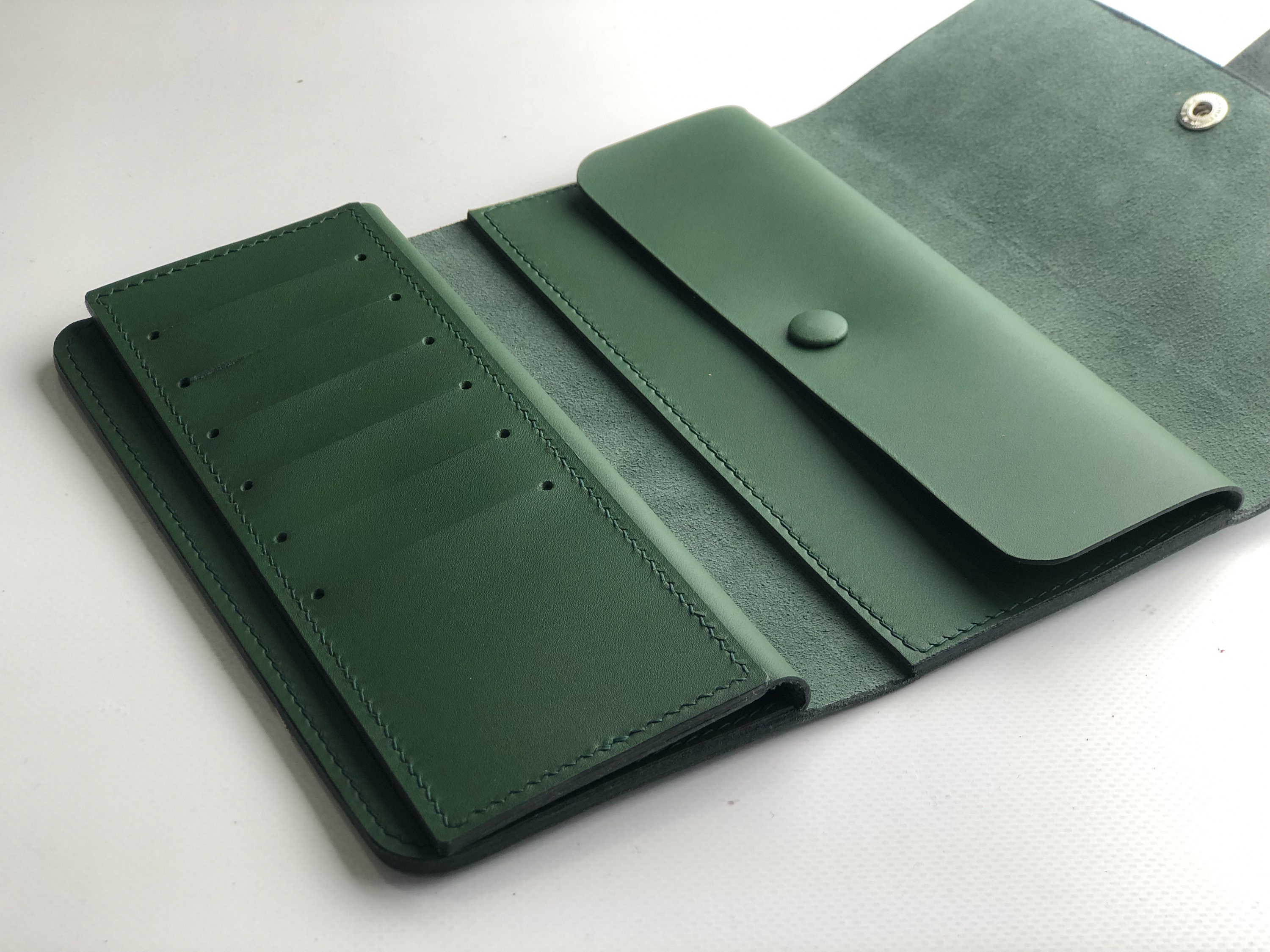 Green Long Leather Wallet for Women Personalized Women Leather Wallet ...