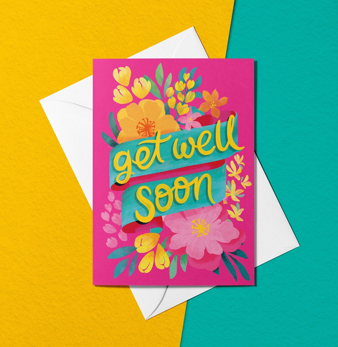 Get Well Soon Greetings Card for Flower Lover Positive Gift for Her ...