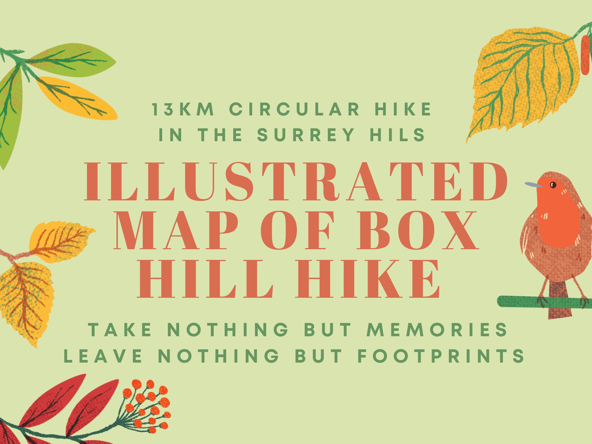 UNFRAMED Illustrate Map of Box Hill Circular Hike in the - Etsy UK