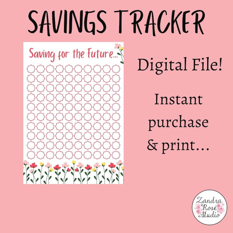 Floral Savings Tracker, Printable Tracker, Financial Money Tracker ...