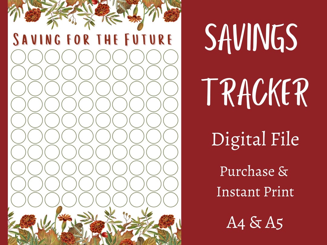 Rustic Floral Savings Tracker, Printable Tracker, Financial Money ...