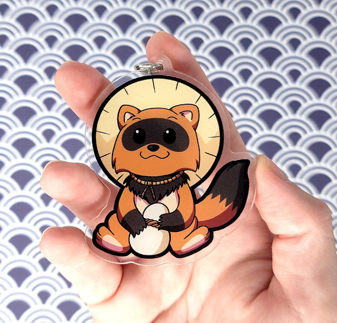 Tanuki - Cute Yokai 2.5 in Double-sided Acrylic Keychain - Etsy