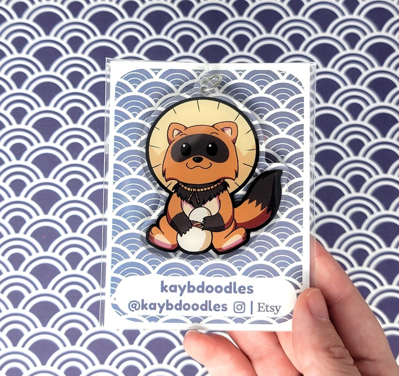 Tanuki - Cute Yokai 2.5 in Double-sided Acrylic Keychain - Etsy