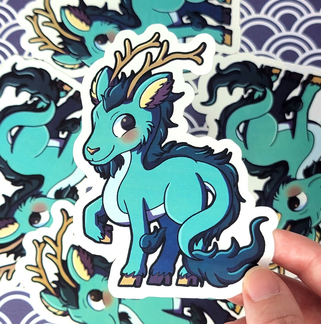 Kirin - Cute Yokai 3 in Waterproof Vinyl Sticker - Etsy
