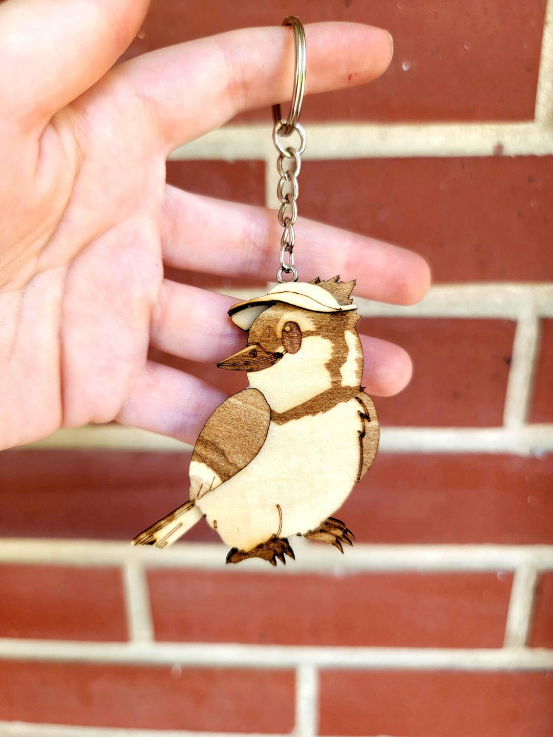 Cute Bird 2.5 in Wooden Layered Keychains - Blue Jay Cardinal Carolina ...