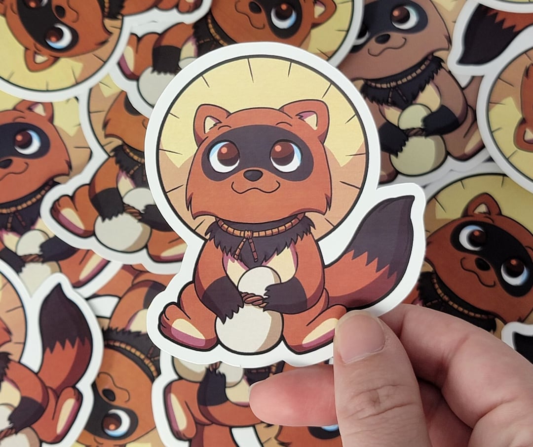 Tanuki - Cute Yokai 3 in Waterproof Vinyl Sticker - Etsy