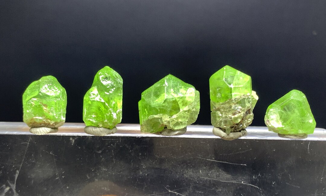 Natural Peridot Olivine Green Crystals, Vibrant Green Color, Complete ...
