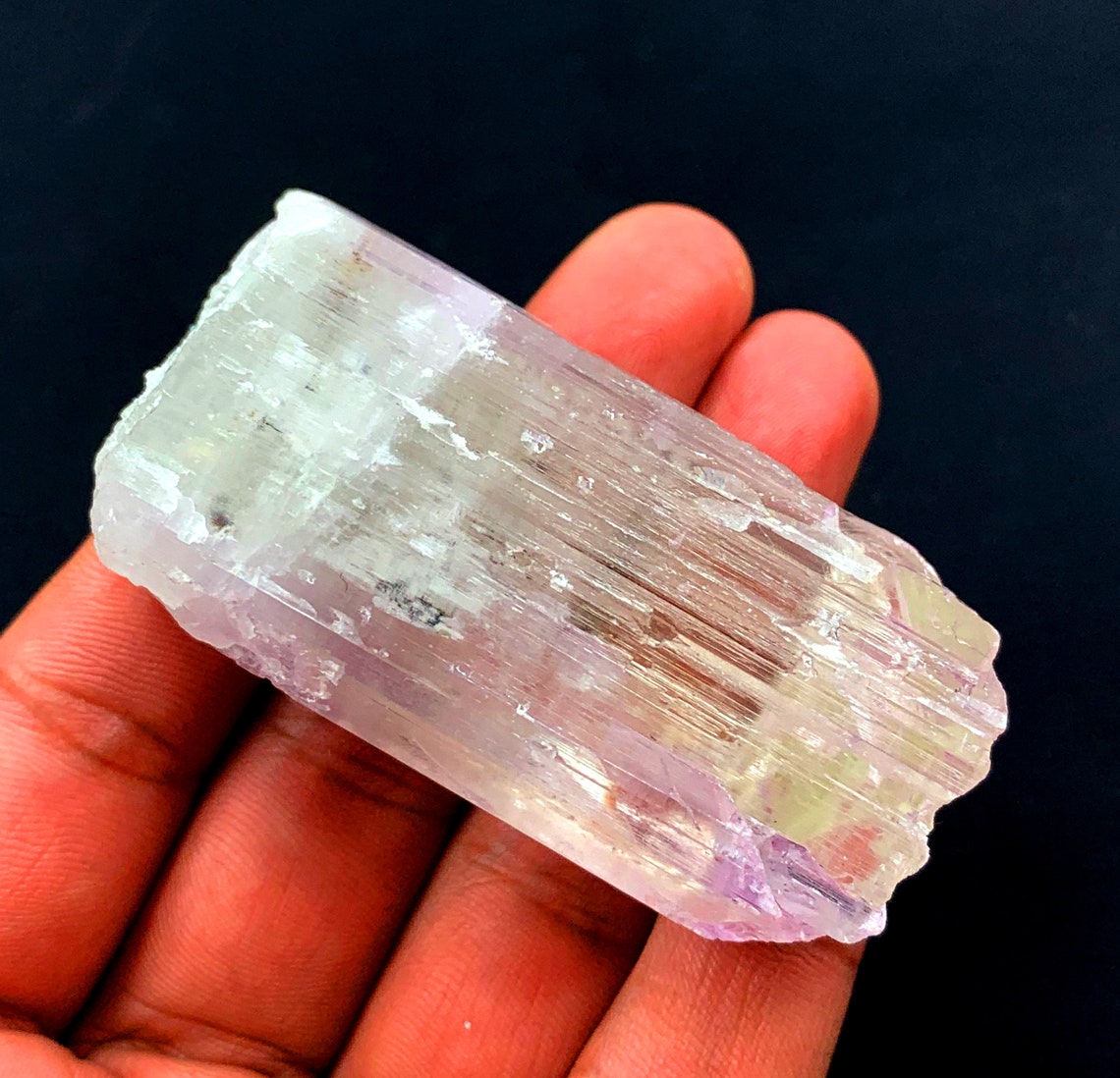 Bi-color Kunzite Crystal: Natural Faceting Grade (99 Gram, 64*32*33 Mm ...