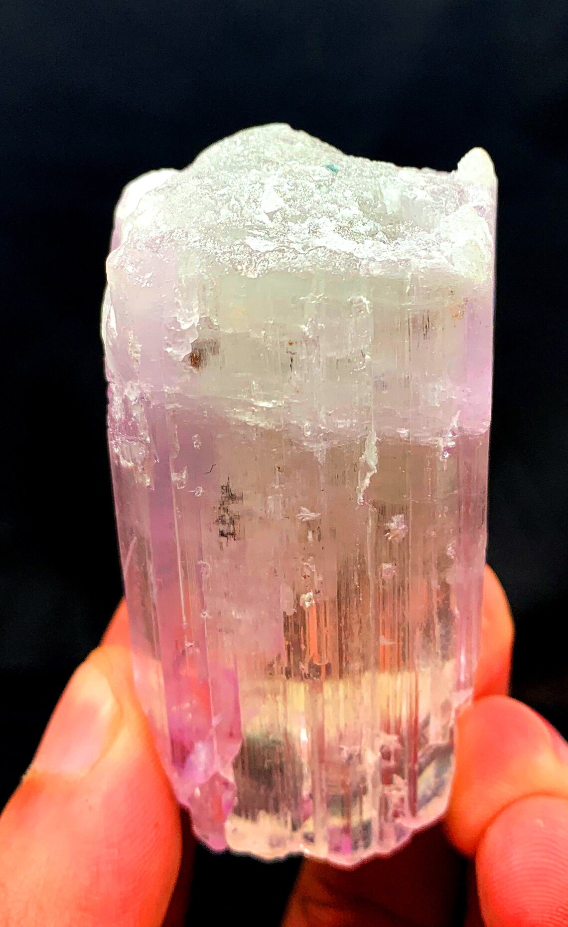 Bi-color Kunzite Crystal: Natural Faceting Grade (99 Gram, 64*32*33 Mm ...