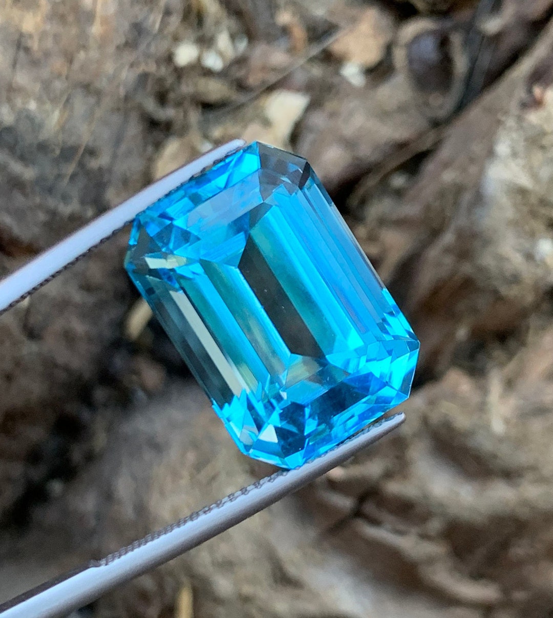 23.10 CT Swiss Blue Topaz Gemstone | Natural Unique Emerald Cut | Swiss ...
