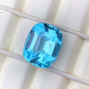 Topaz Gemstone ~ Natural Step Cushion Cut Bluetopaz Gemstone ~ 26.45 ...