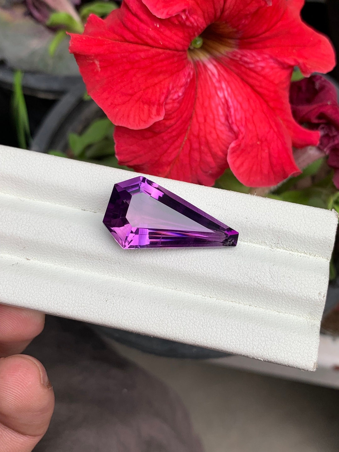 Natural Amethyst Gemstone, Trillion Cut Purple Color, Ring and Jewelry ...