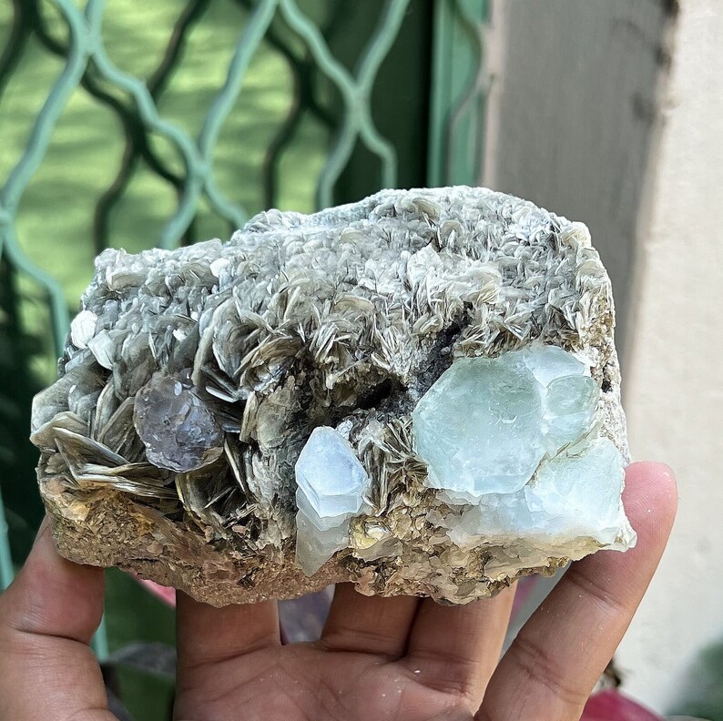 Natural Aquamarine Crystal Specimen: Sky Blue Hexagonal Gemstone With ...