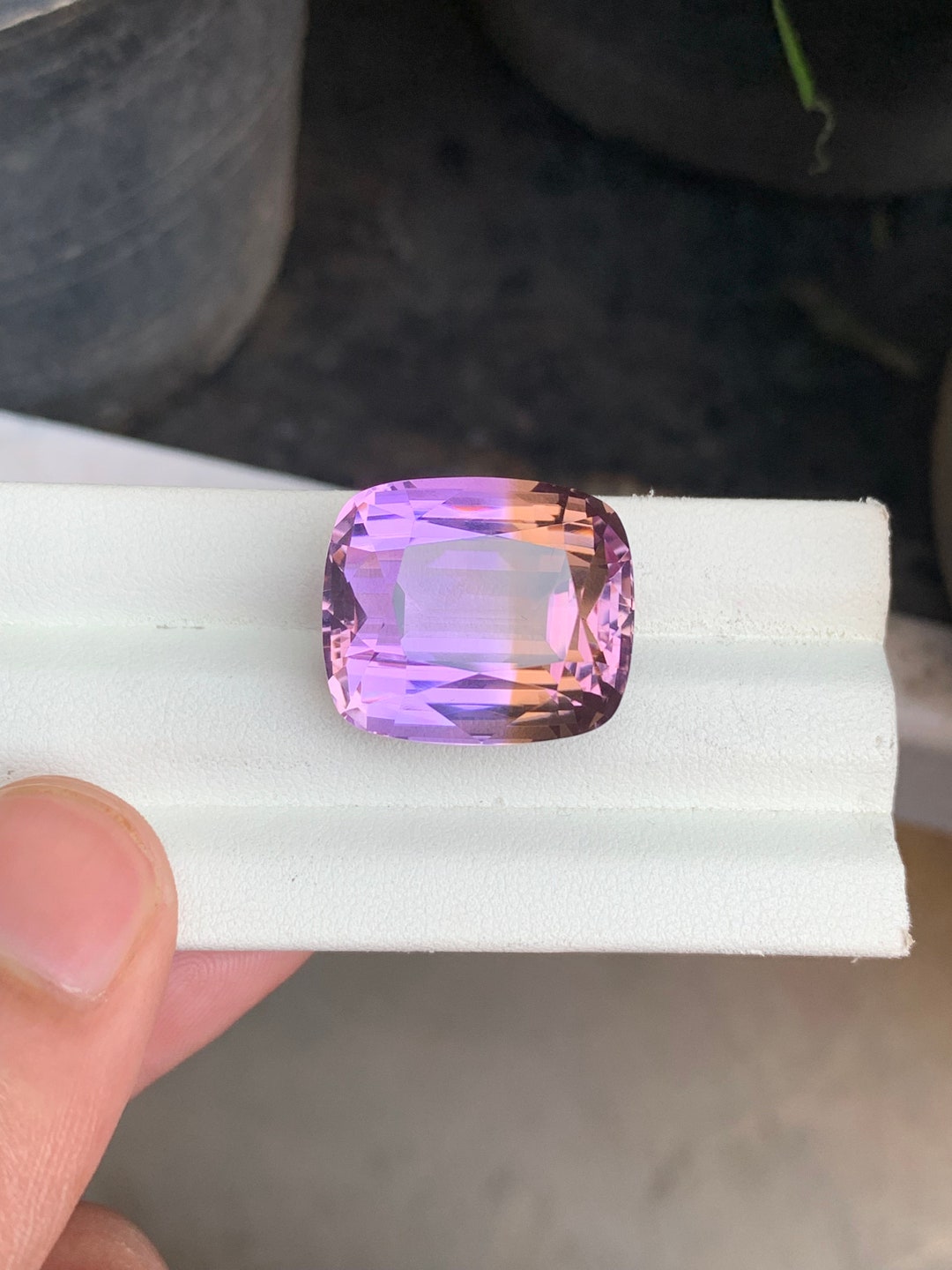NATURAL Bi-color AMETRINE ! Bi-color Natural Ametrine Cushion Cut Loose ...
