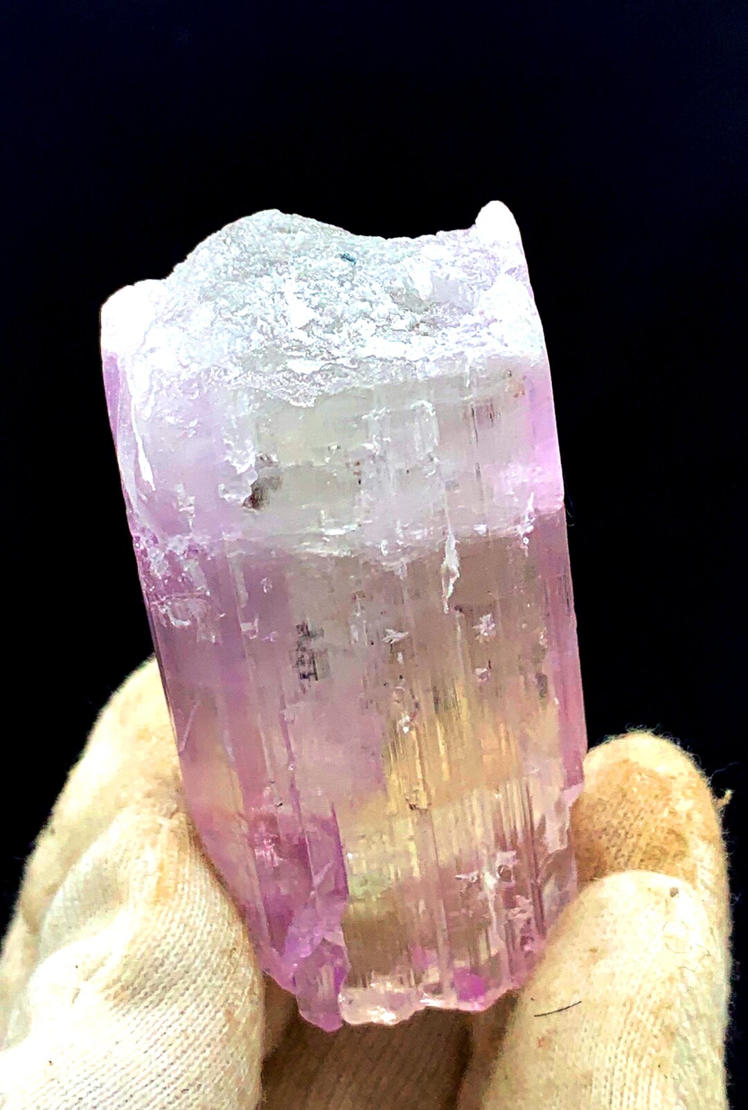 Bi-color Kunzite Crystal: Natural Faceting Grade (99 Gram, 64*32*33 Mm ...