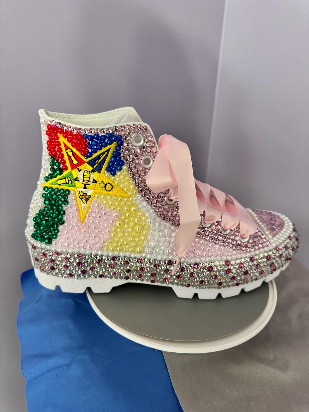 Rhinestone Platform Sneakers Customized Wedding Birthday Prom Pageant ...