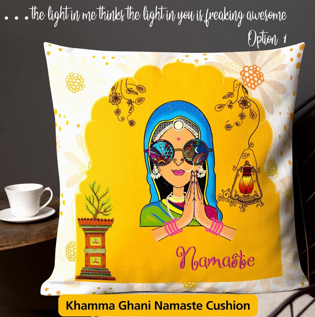 Namaste Woman Pillow Case|new Home Decor Gift|indian Rajasthani Cushion ...