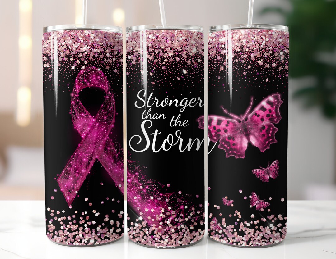 Breast Cancer Awareness Stronger Than the Storm 20oz Skinny Tumbler ...