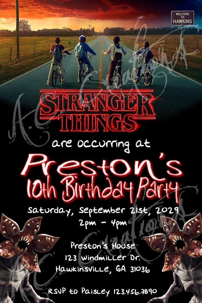 Stranger Things Birthday Party Printable Invitation - Etsy
