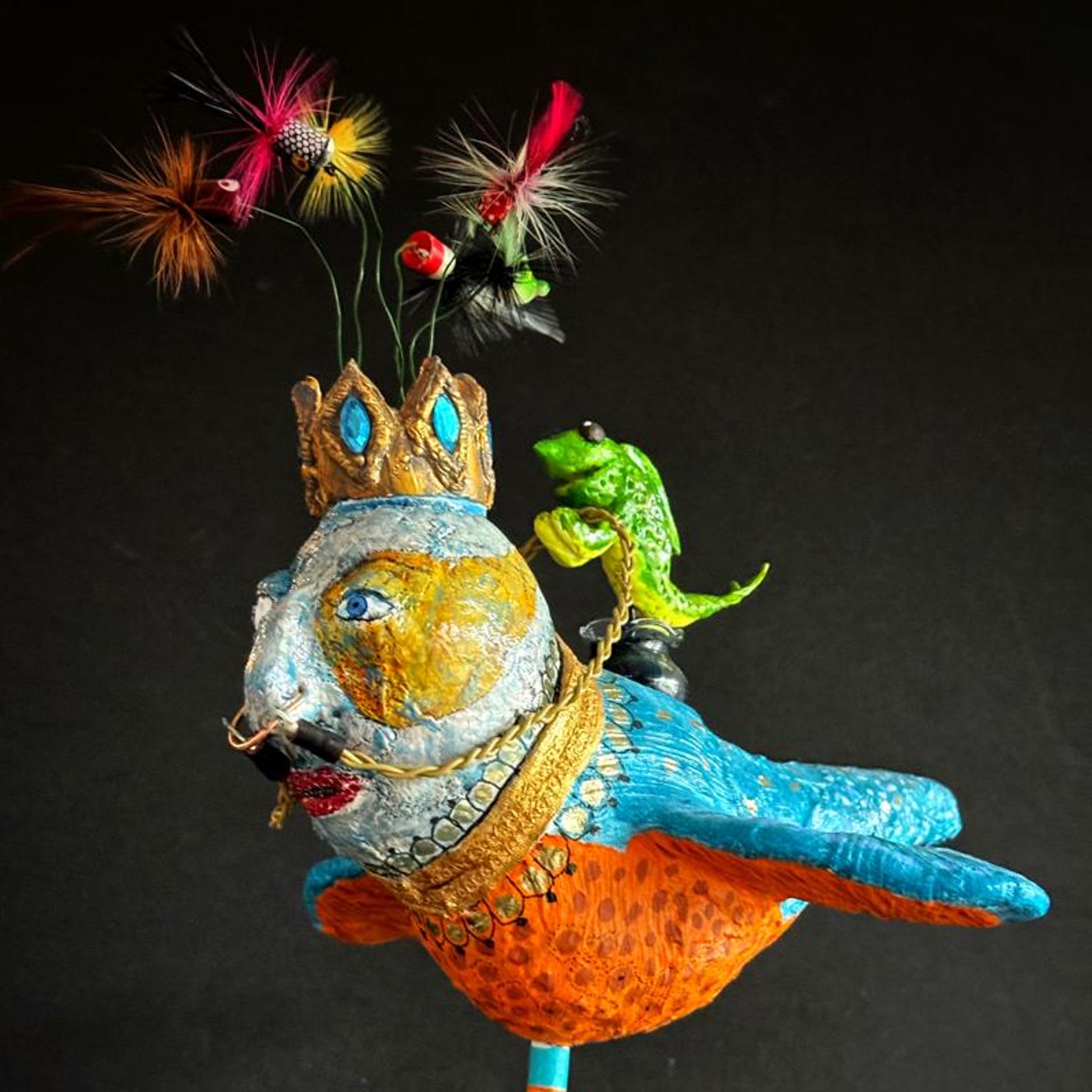 Eclectic, Silly, Colorful Bird Sculpture. One of a Kind Quirky Clay ...