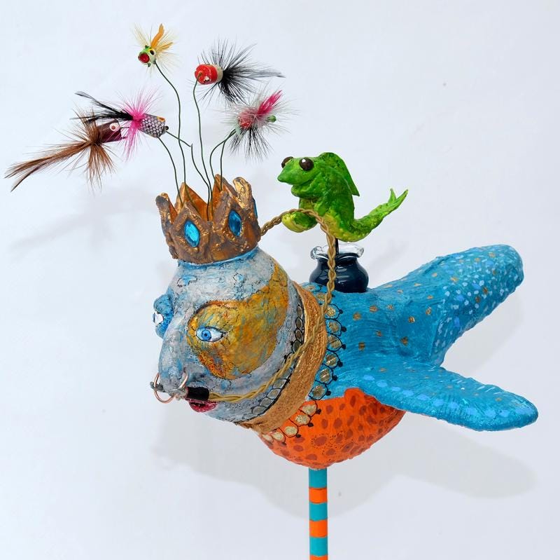 Eclectic, Silly, Colorful Bird Sculpture. One of a Kind Quirky Clay ...