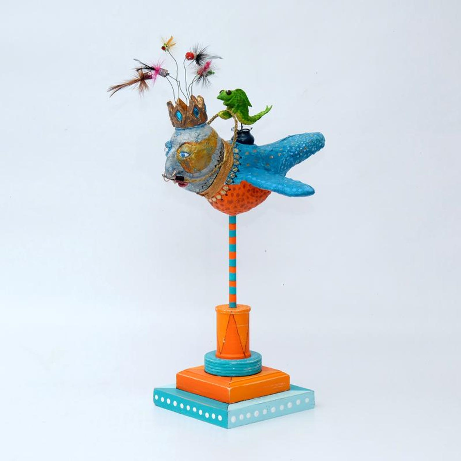 Eclectic, Silly, Colorful Bird Sculpture. One of a Kind Quirky Clay ...