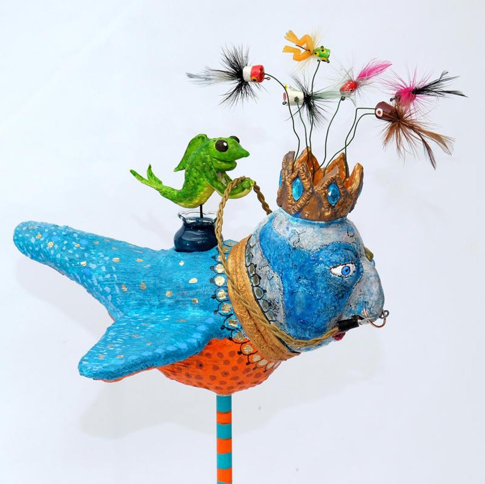 Eclectic, Silly, Colorful Bird Sculpture. One of a Kind Quirky Clay ...