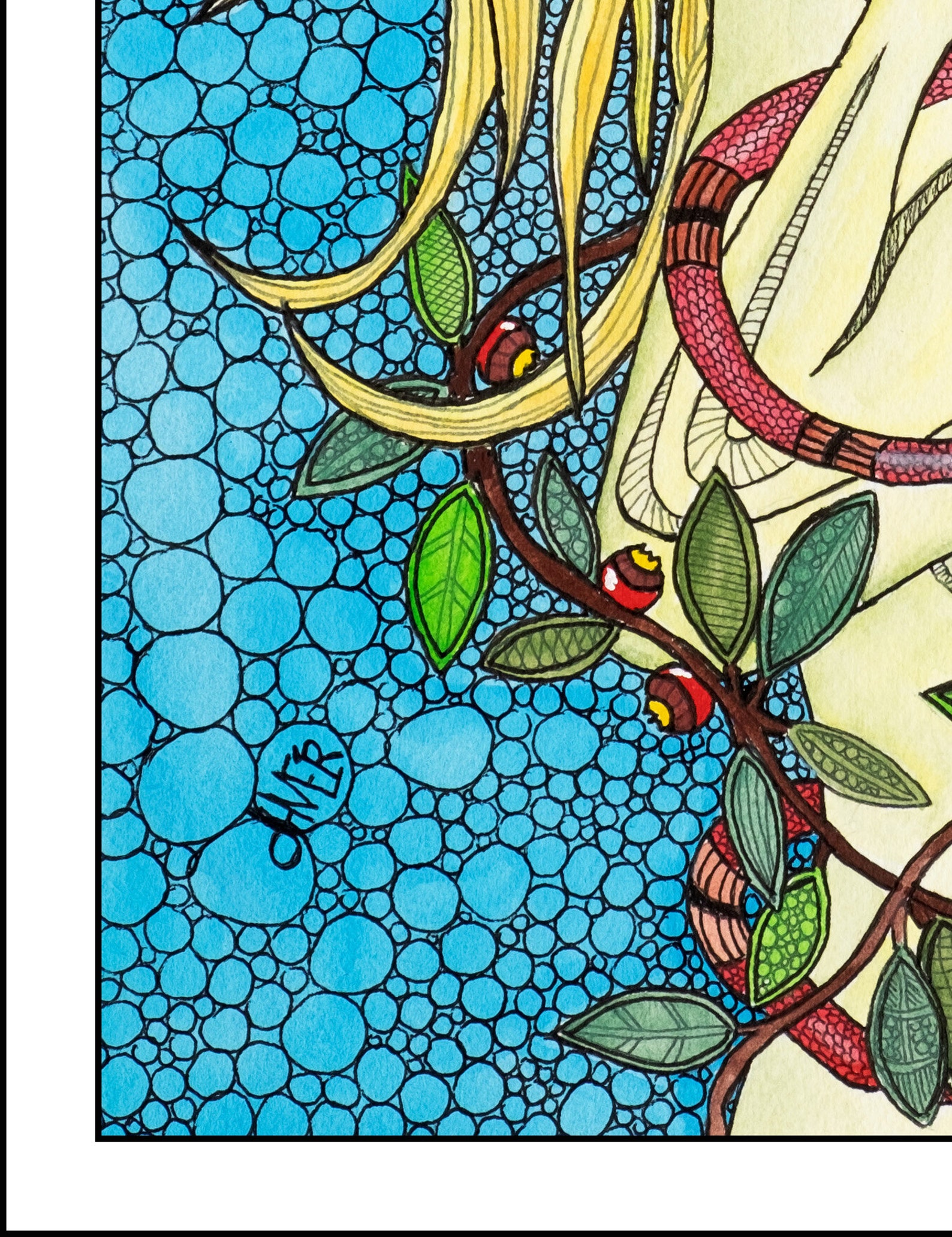 Abstract Watercolor Painting Print, Adam and Eve Folk Art, Surreal Art ...