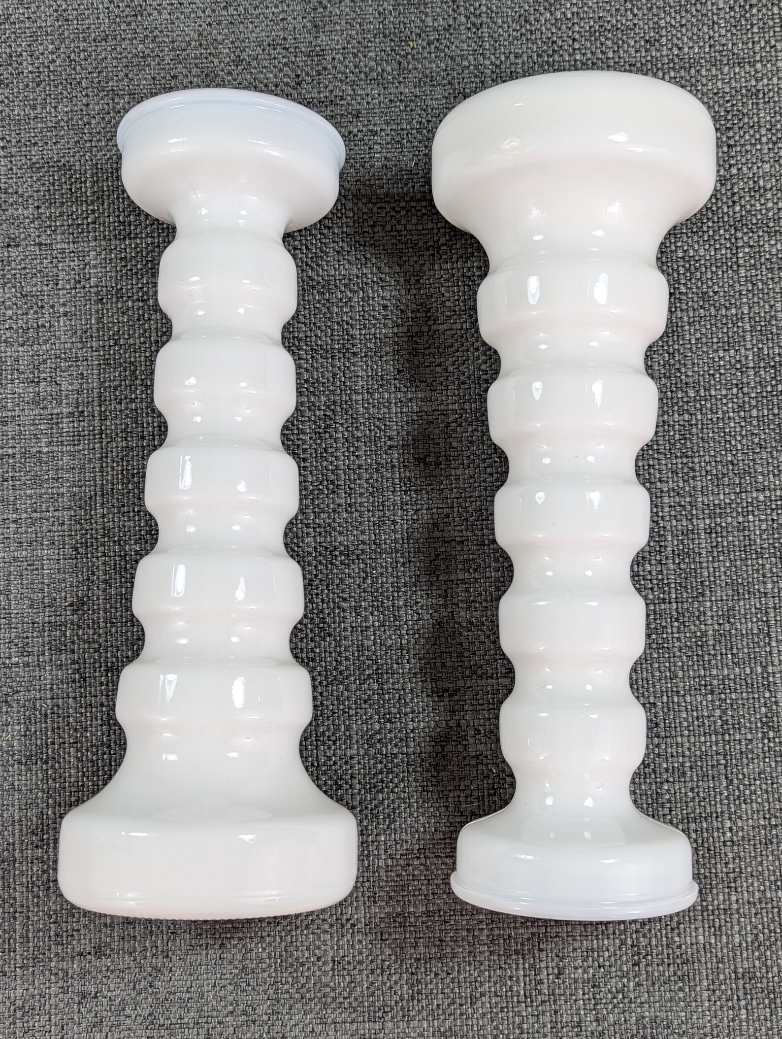 MCM Anchor Hocking Milk Glass Spindle Candle Holders, Set of 2, 1950 ...