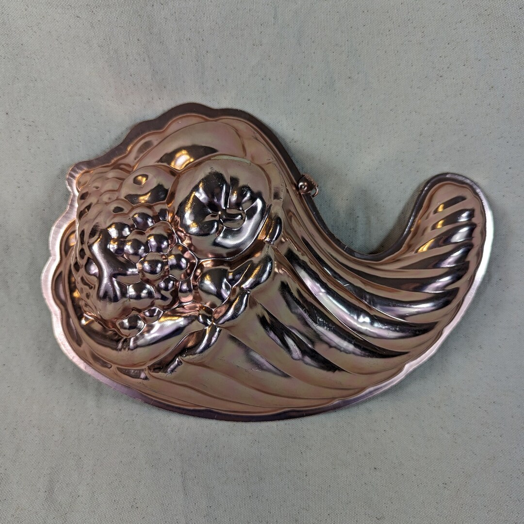 1963 Copper Cornucopia Dessert Mold With Wall Hanger, Made by A. H. C ...