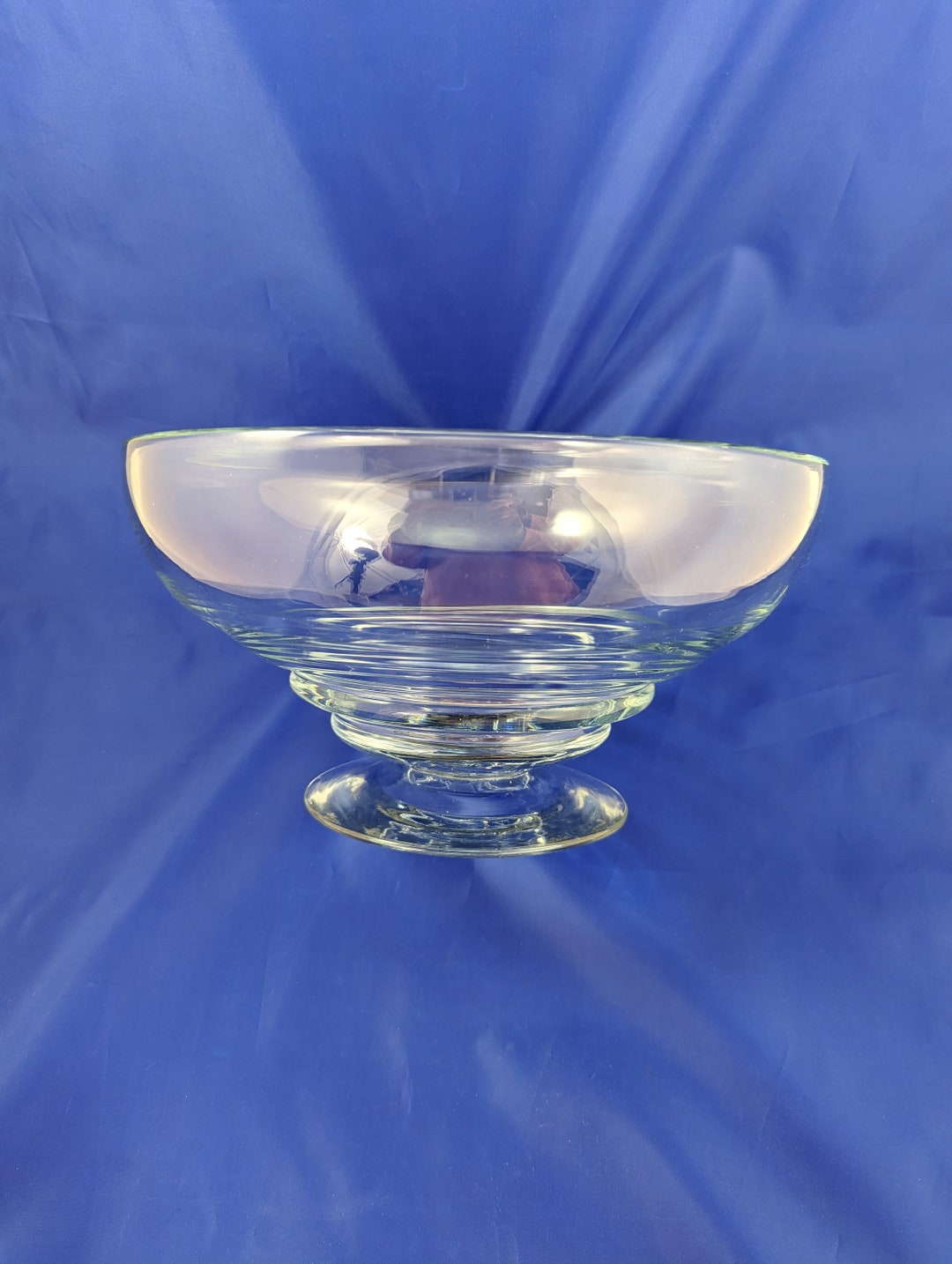 Vintage Hand-blown Glass, Footed Fruit Bowl, Unknown Artisan - Etsy