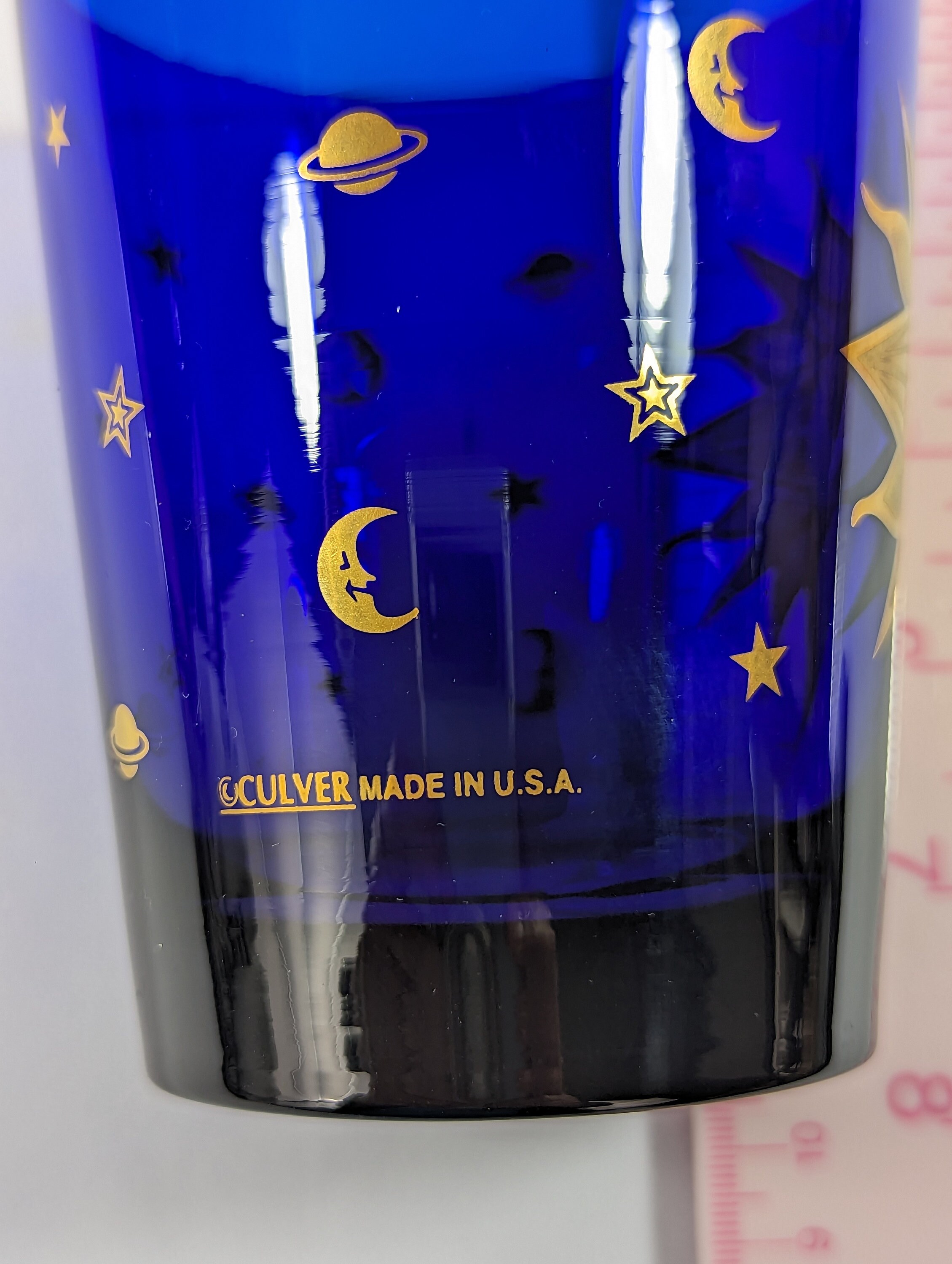 Vintage Culver 22kt Celestial Sun on Cobalt Blue Double - Etsy