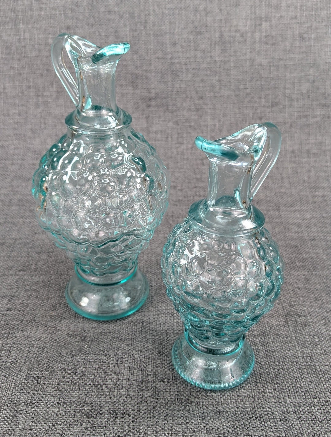 Vintage Set of Vetreria Etrusca Italian Green Grapes Cruets, 500cc ...