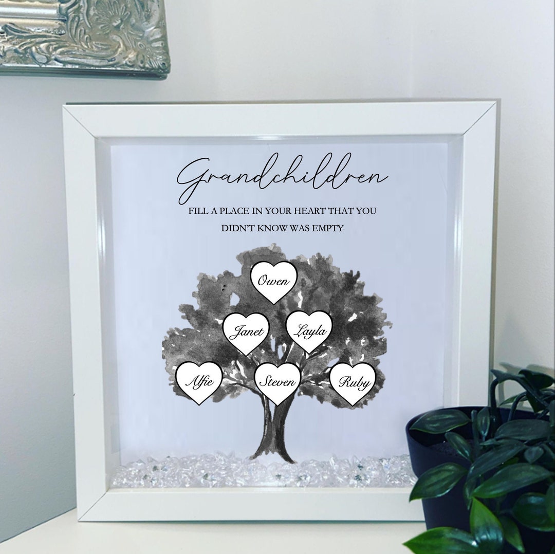Personalised Family Tree Deep Box Photo Frame for Grandparents ...