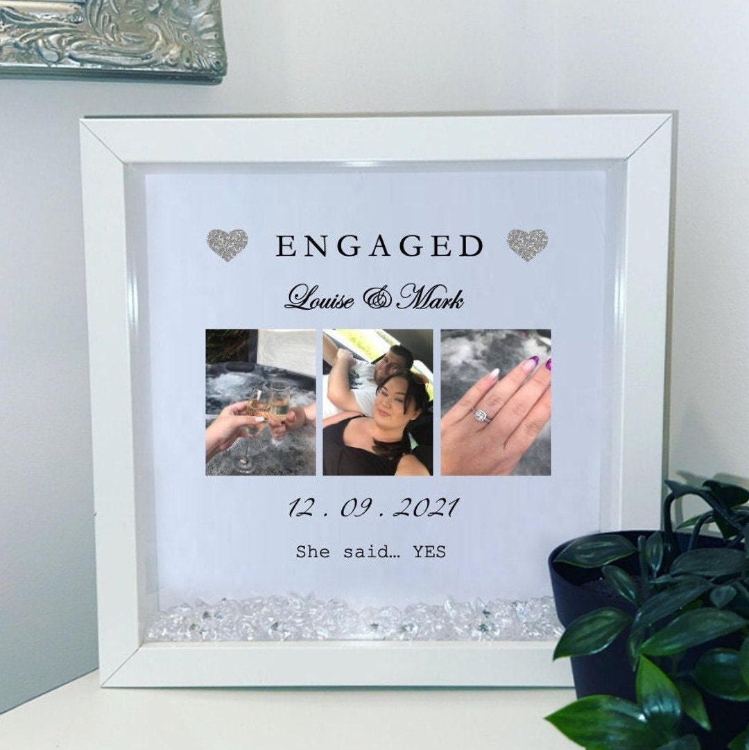 Personalised Art Engaged Deep Box Photo Frame Gift Unique Keepsake ...