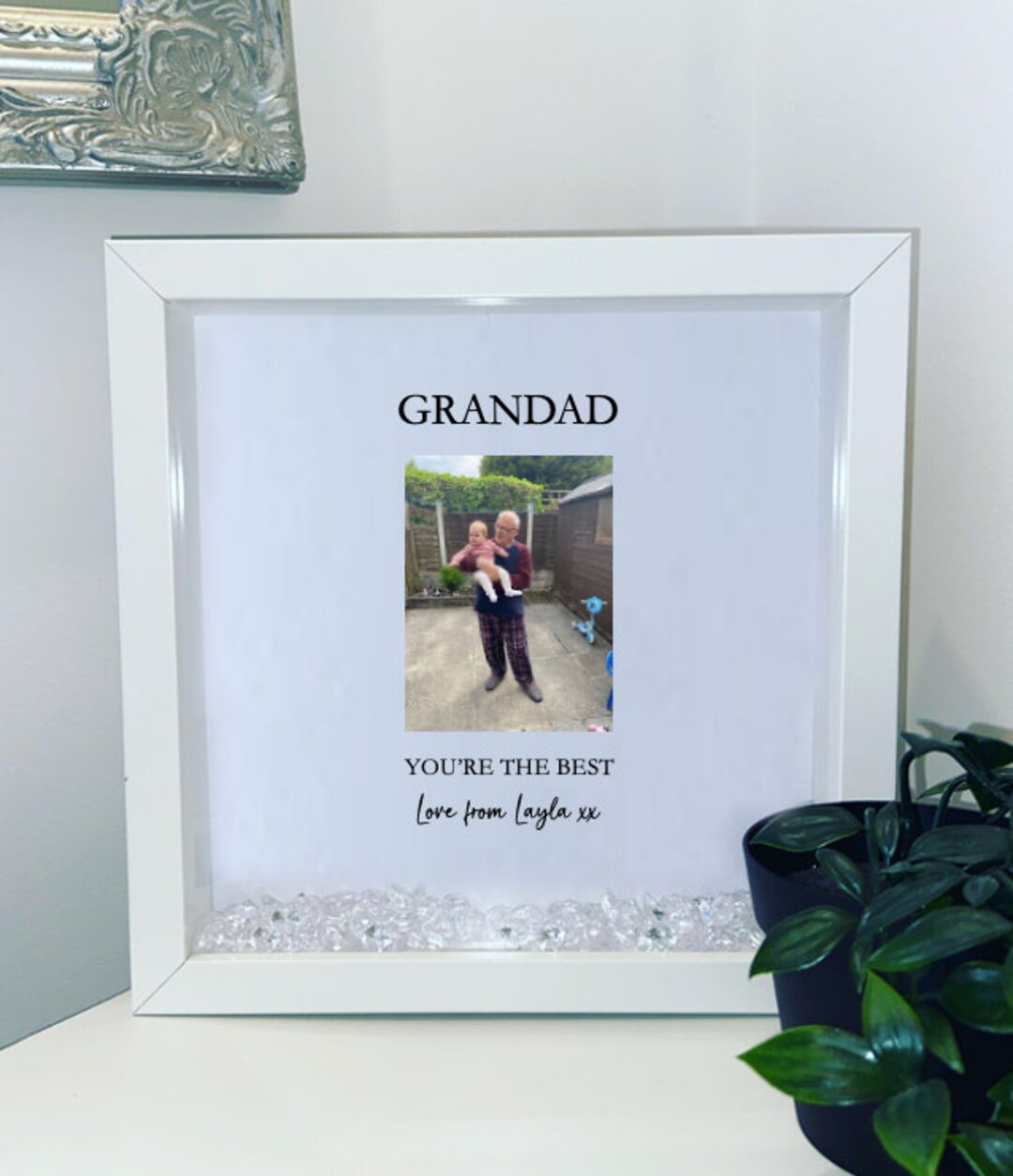 Personalised Art Grandad Deep Box Photo Frame Gift Unique Keepsake Any ...