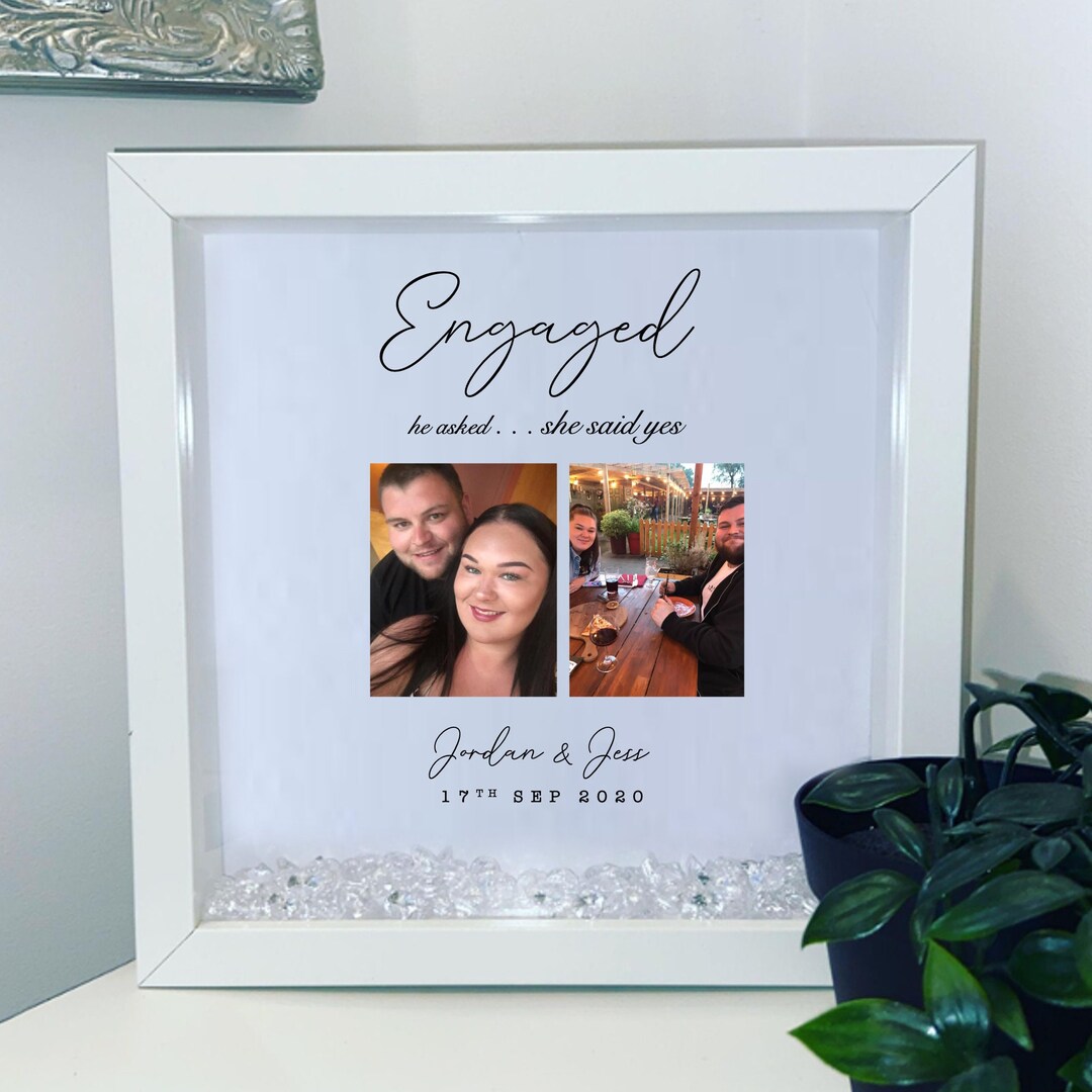 Personalised Art Engaged Deep Box Photo Frame Gift Unique Keepsake ...
