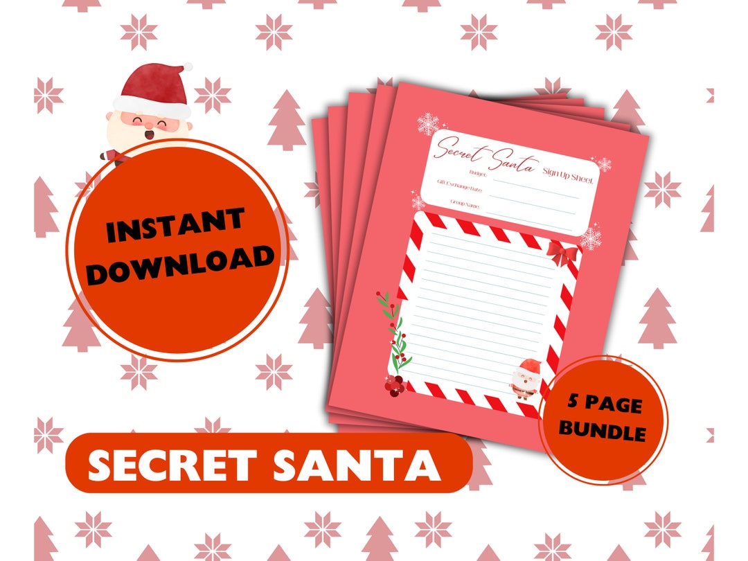 Secret Santa Sign up Sheet Questionnaire / Work Gift Exchange / Holiday ...