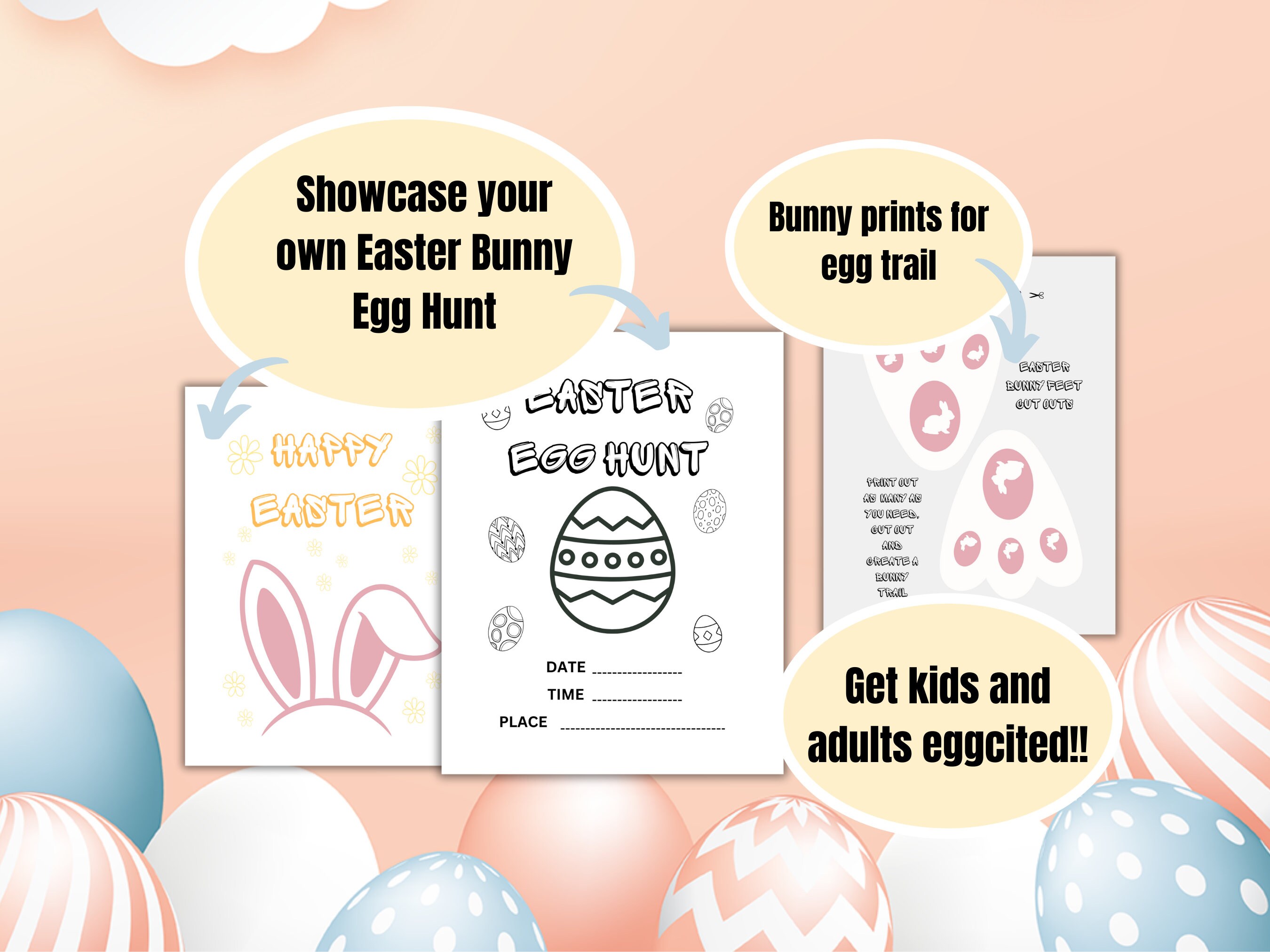 Easter Bunny Egg Hunt Pack, 10 Pages, Easter Egg Trail, Sign Posts ...