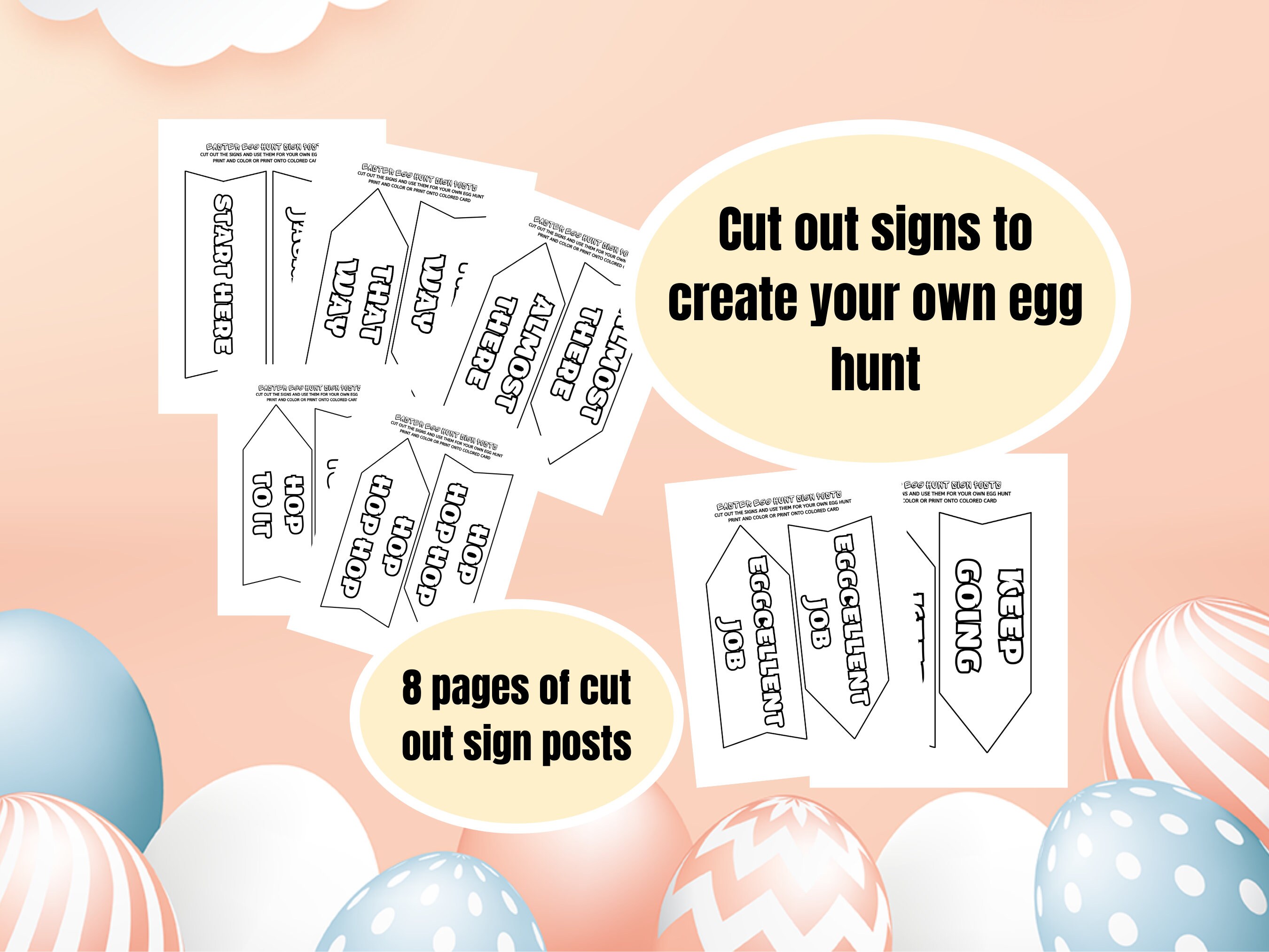 Easter Bunny Egg Hunt Pack, 10 Pages, Easter Egg Trail, Sign Posts ...