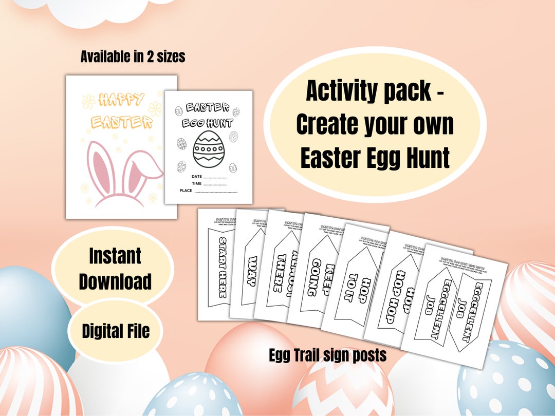 Easter Bunny Egg Hunt Pack, 10 Pages, Easter Egg Trail, Sign Posts ...
