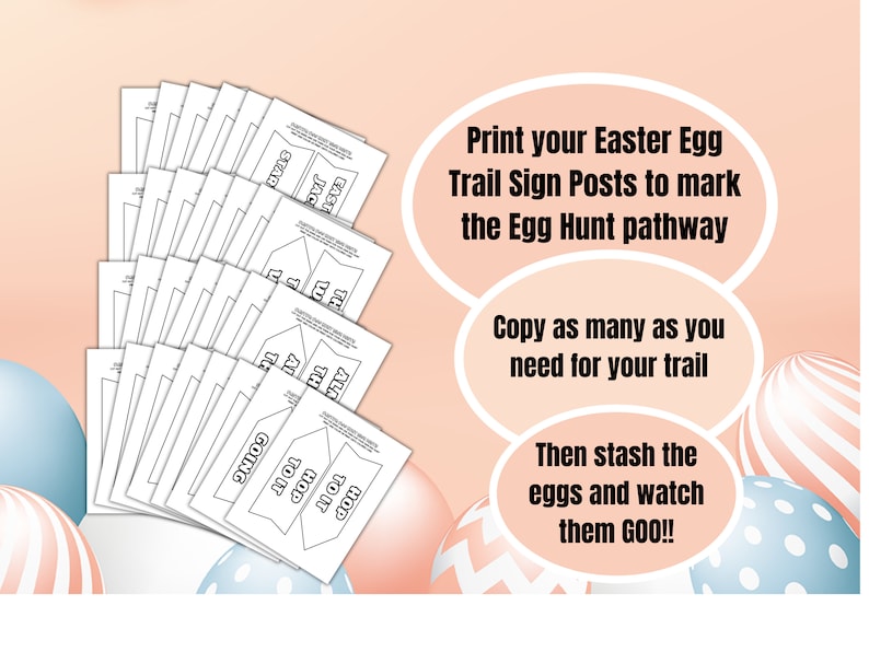 Easter Bunny Egg Hunt Pack, 10 Pages, Easter Egg Trail, Sign Posts ...