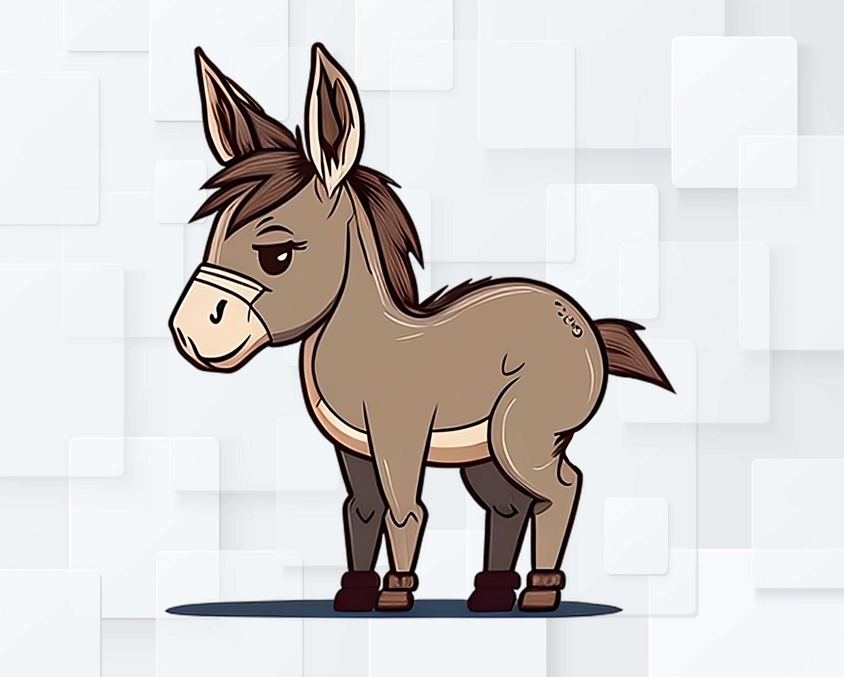 Cute Donkey PNG Clipart Design Transparent Background Digital Download ...